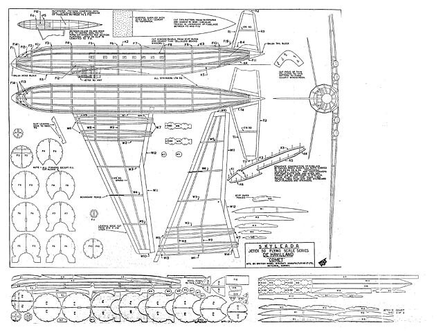 DH Comet F/F Jetex 18" Wingspan RC Model Airplane Printed Plans ...