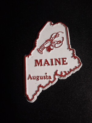 Maine State Shaped Magnet Augusta And Lobster On This 1.5x2.5 In | eBay