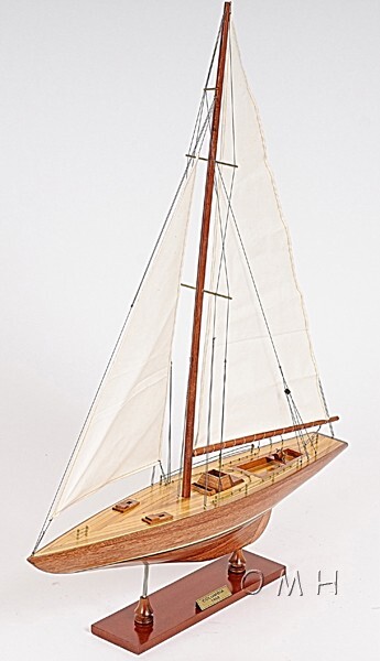 Columbia Yacht L | Handcrafted wooden yacht w/ mast linen sails ...