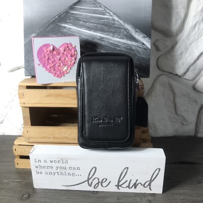 Xiao Duo Li Black Leather Logo Lined Double ZIP Belt Loop Wallet New ...