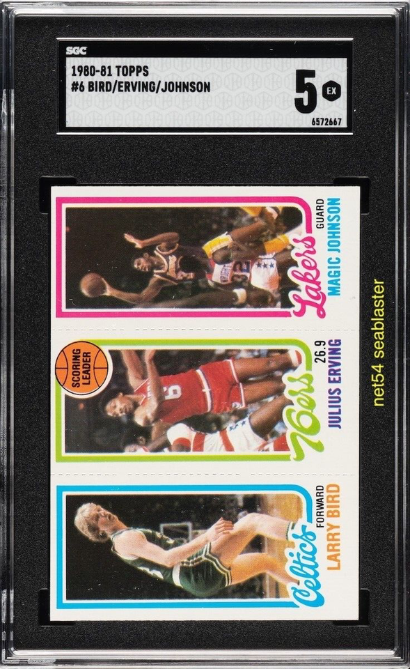 1980-81 TOPPS Larry Bird / Magic Johnson rookie card SGC 5 EX Julius ...