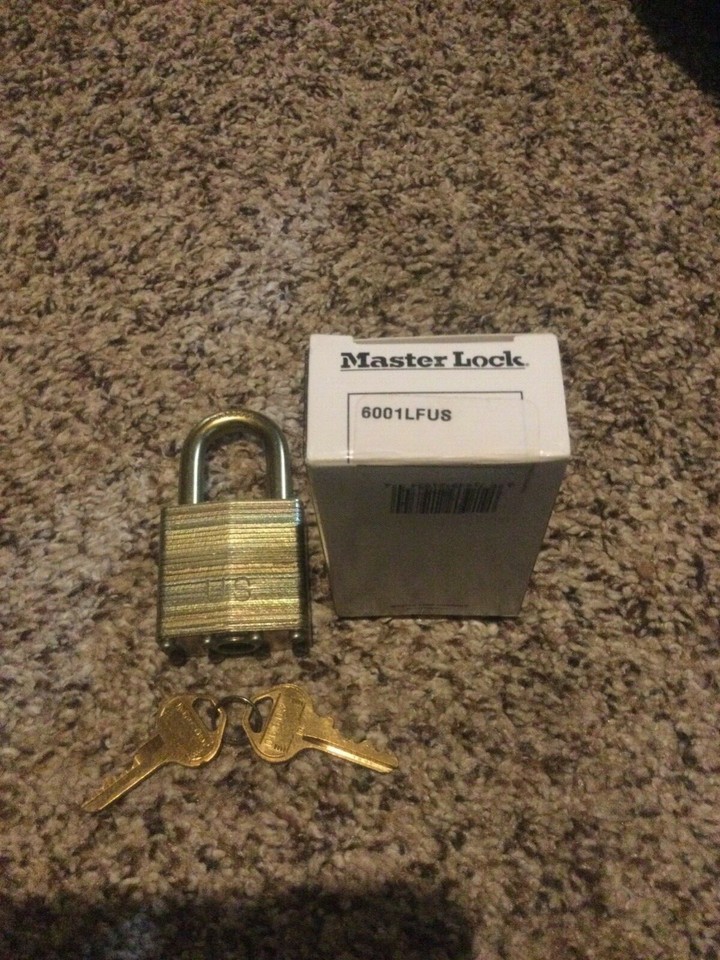MASTER LOCK 6001LFUS Keyed Padlock, 3/4 in,Rectangle,Gold | eBay