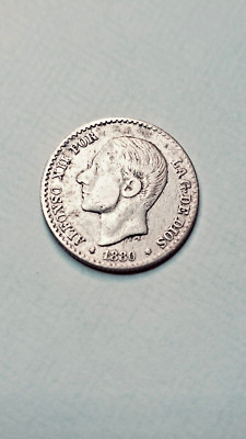 SPAIN 50 CENTS Piece ALFONSO XII 1880 SILVER COIN Foreign Silver # 31 ...