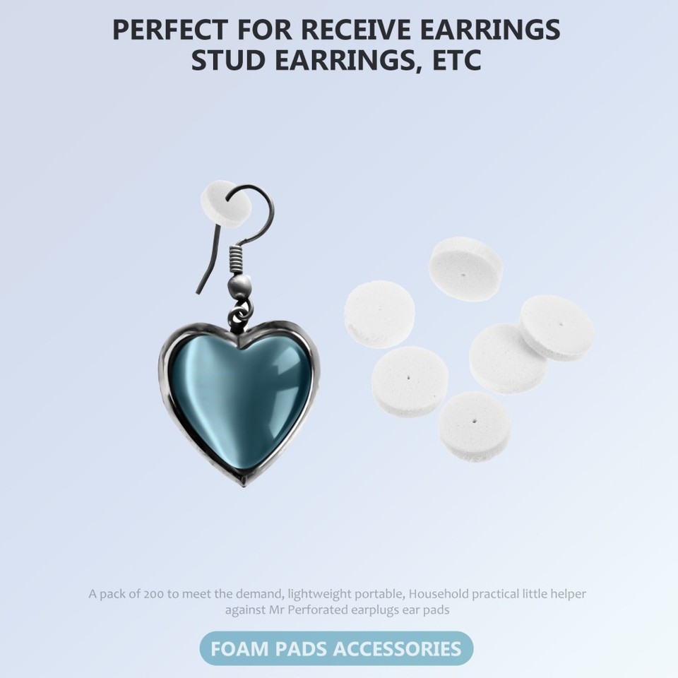 200 Pcs White Plastic Earring Pads Cushion Anti Drop Stoppers Ear ...