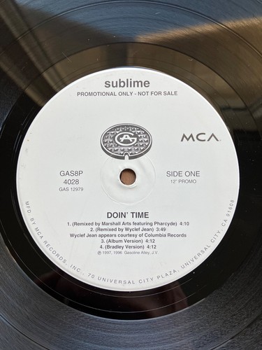 SUBLIME - DOIN TIME - 8 SONG 12” VINYL - WHITE LABEL PROMO - RARE 1997 ...