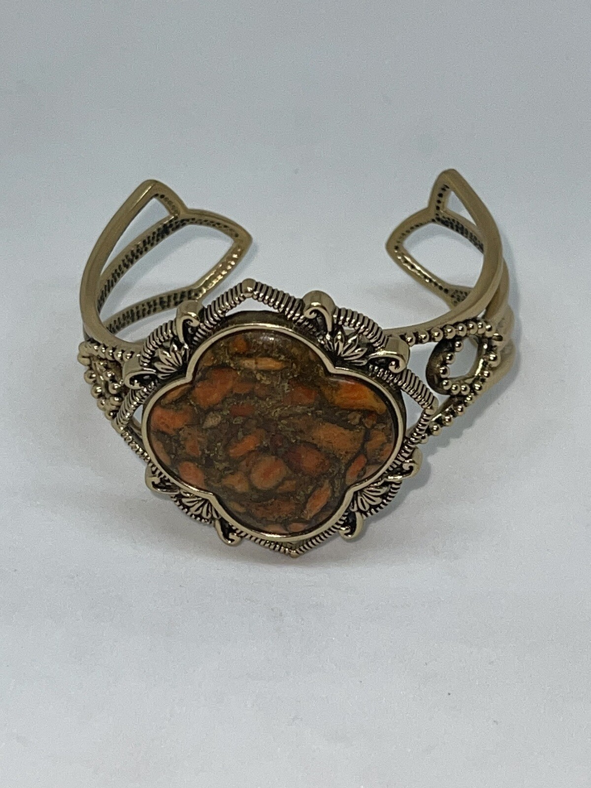 STUDIO BARSE Jasper Orange GEMSTONES BRONZE CUFF BRAC… - Gem
