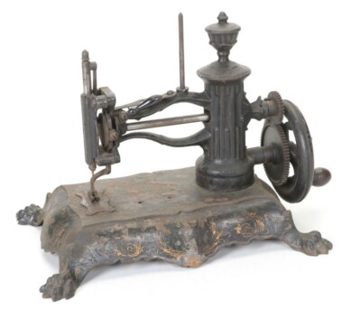 TOP antique & rare portable sewing machine SHAW & CLARK circa 1870 USA ...