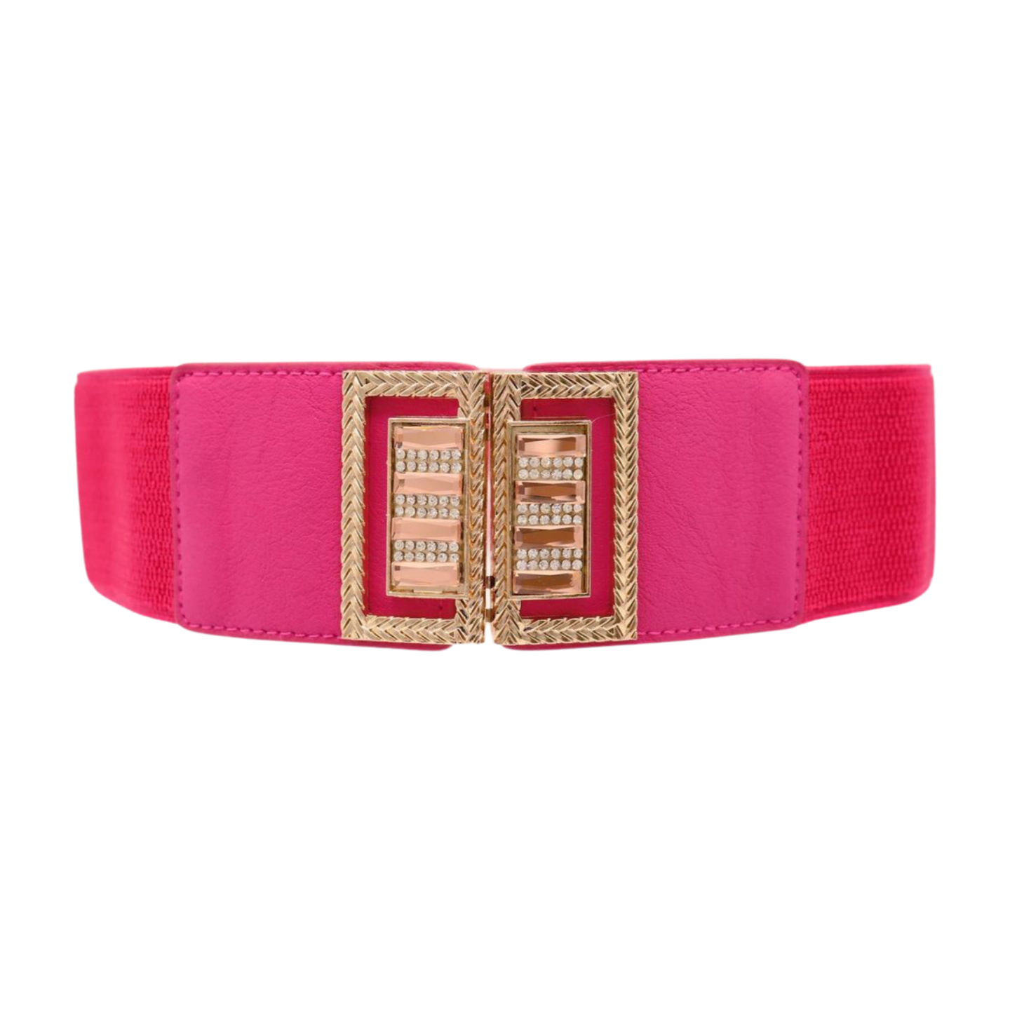 Women Pink Elastic Fashion Belt Gold Bling Square Buckle S M | eBay