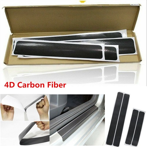 4X Car Accessories 4D Carbon Fiber Rear Bumper Trunk Protector Plate ...