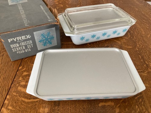 Pyrex Snowflake Oven-Freezer Server Set 1950's 550-0TS | eBay