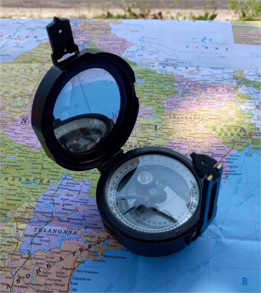 Brunton Pocket Transit Compass w/ Leather Pouch Geology Surveying ...
