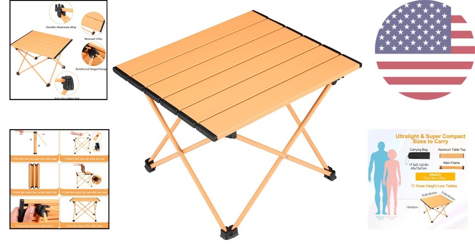 Apricot Portable Camping Table - Lightweight Folding Aluminum for ...