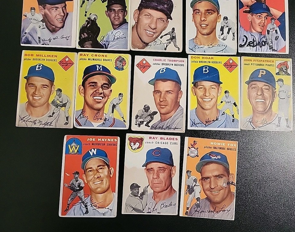 1954 Topps Baseball Card Lot - 18 Vintage Cards - W/ Ed Lopat and Howie ...
