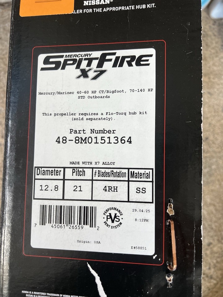 Mercury Spitfire X7 Stainless Prop | eBay