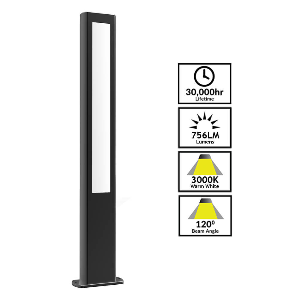 Amun LED Bollard Path Light - 240V - 800mm - IP54 - Rectangular - Matte ...