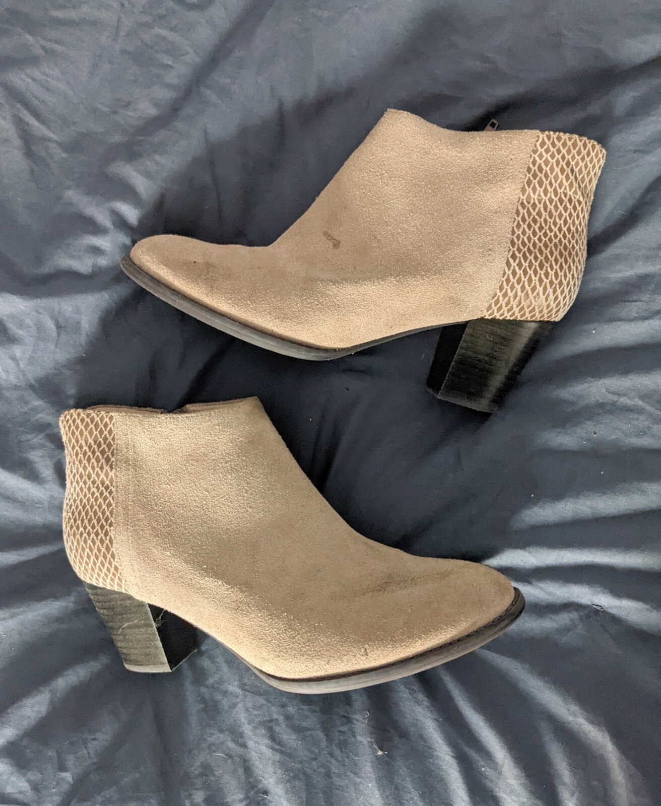 Women's Vionic Ankle Boots Taupe Suede Booties Size 9 Snake Skin ...