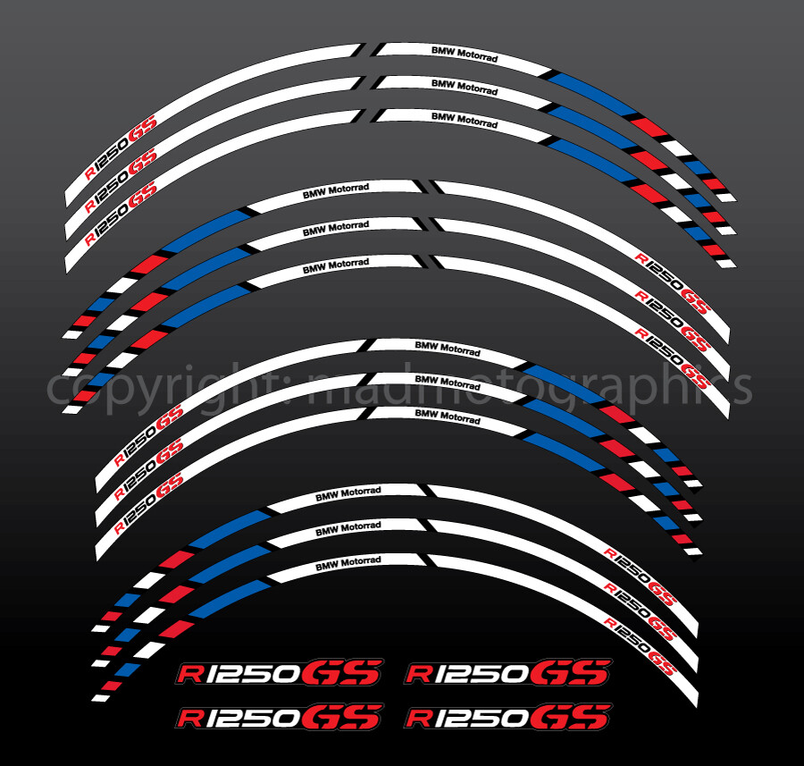R1250GS motorcycle decals wheel rim bmw r1250 GS stickers set stripes ...