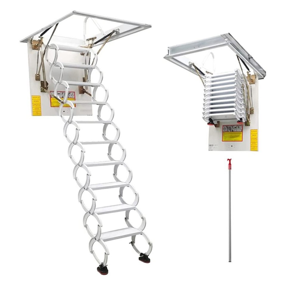 Attic Ceiling Ladder 10.5ft Ceiling Mounted Folding Loft Stairs ...
