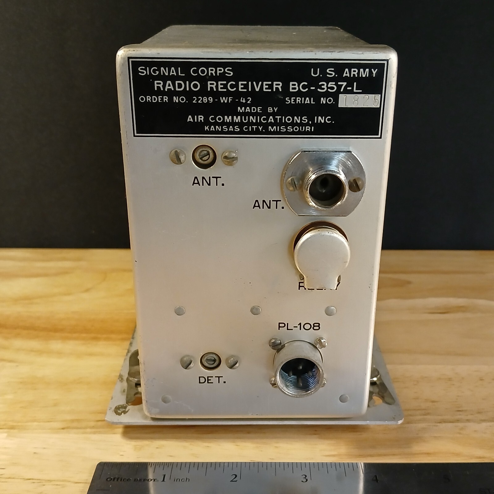 Signal Corps Air Communications U.S. Army Radio Receiver BC-357-L ...
