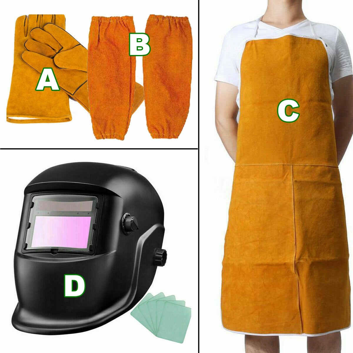 Blacksmith Protection Welder Welding Mask | Leather Gloves Gauntlet ...