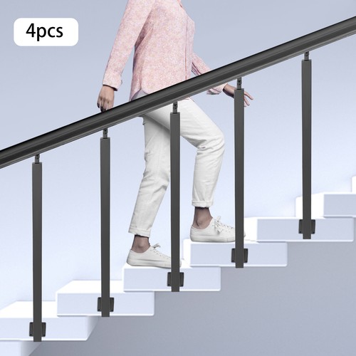 4PCS Metal Stair Balusters Square Post Adjustable Angle Black | eBay