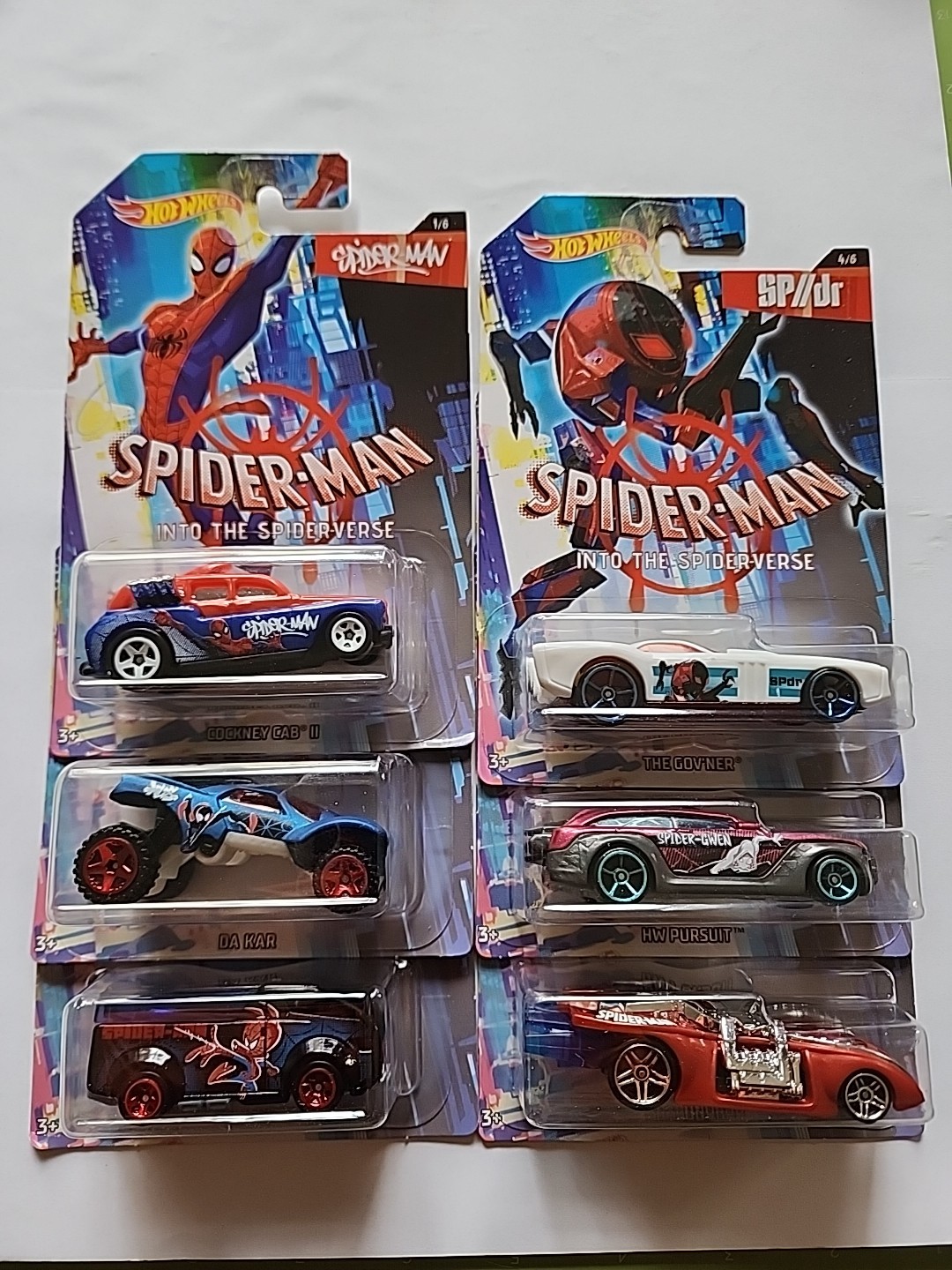 2019 HOT WHEELS SPIDER-MAN INTO THE SPIDER-VERSE COMPLETE SET OF 6,SEE ...