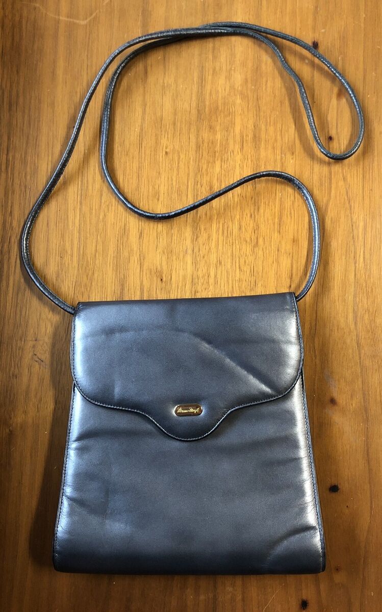 Genuine Bruno Magli Black Leather Crossbody Shoulder Flap Genuine Bruno Magli Black Leather Crossbody Shoulder Flap