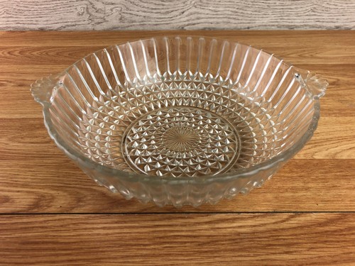 Beautiful Crystal Cut Glass Bowl With Handles Diamond Point Pattern ...