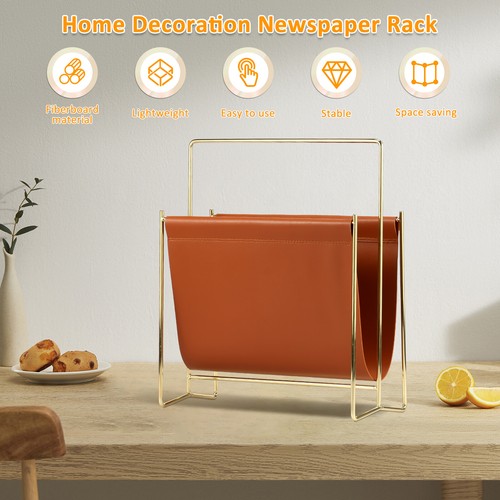 Magazine Holder Leatherette Magazine Rack Space Saving Newspaper Rack ...