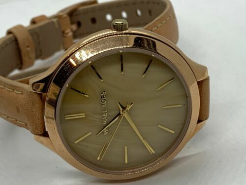 Michael Kors MK4285 Women's Watch Brown Leather Band Analog 42mm Quartz ...
