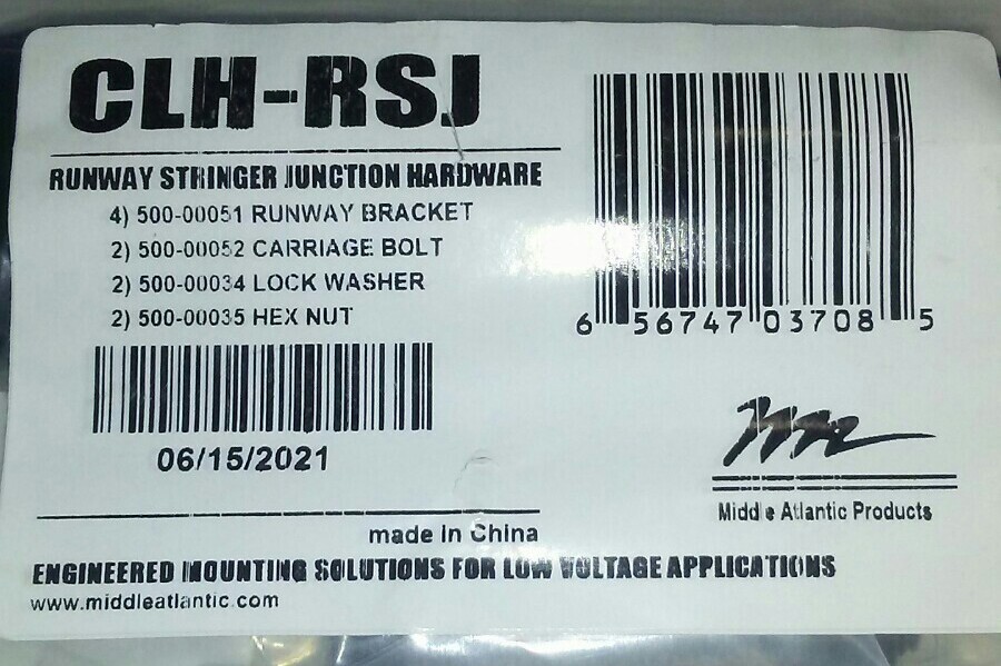 MIDDLE ATLANTIC CLH-RSJ, RUNWAY STRINGER JUNCTION HARDWARE, 1 SET, FREE ...