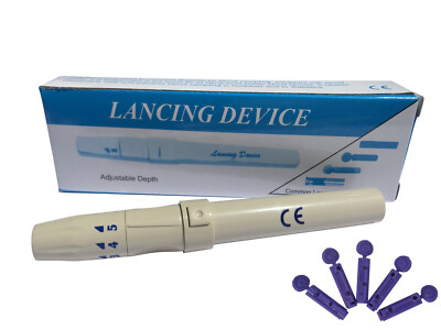 Lancing Device + 28G Sterile Lancets Blood Test Kits Tri Bevel Lancet ...