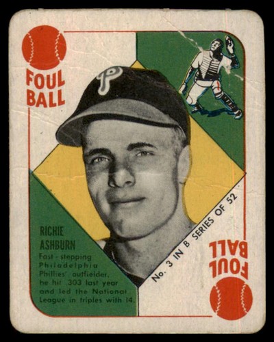 1951 Topps Blue Backs Set Break Richie Ashburn #3 Poor Combine Shipping ...