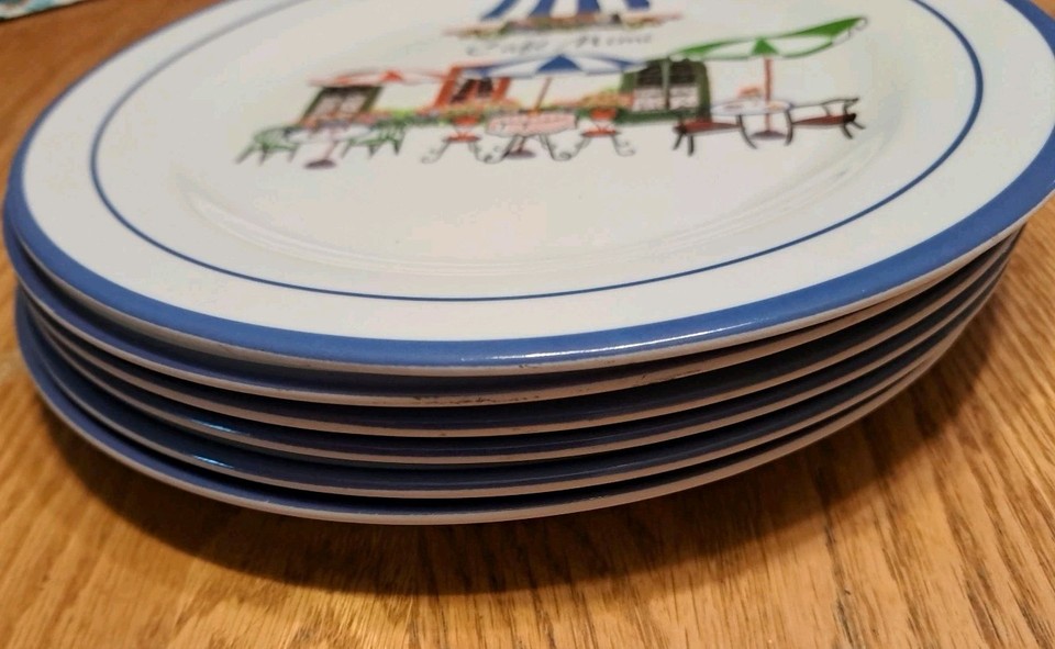Miracle Café Mimi Set of 6 Plates Melamine European Coffee Shop Bar ...