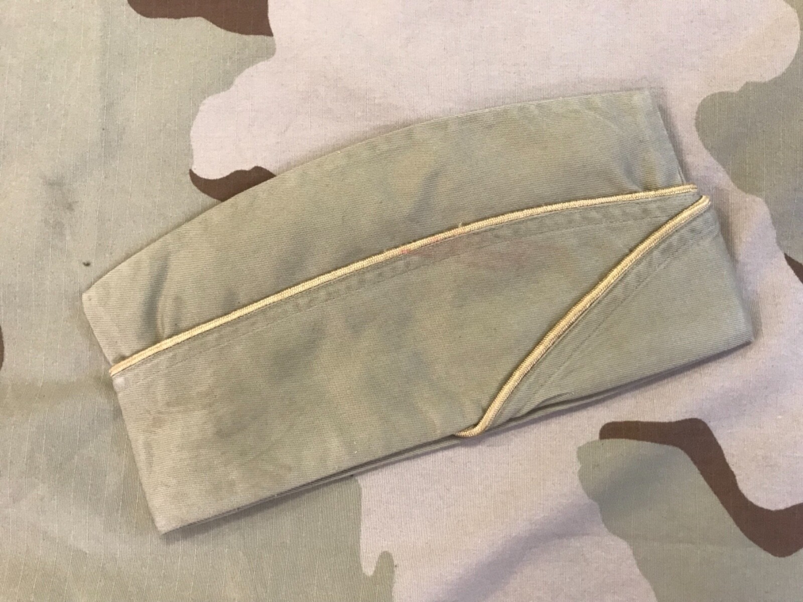 US ARMY VINTAGE KHAKI GARRISON CAP TWILL ENVELOPE HAT OFFICER QM ...