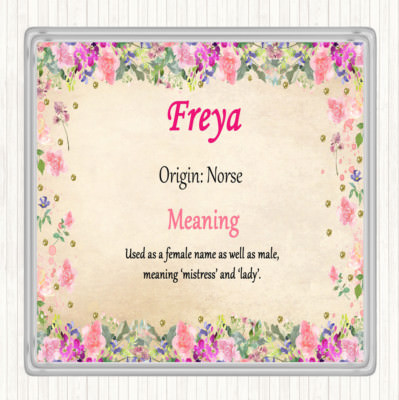 Freya Name Meaning Drinks Mat Coaster Floral | eBay