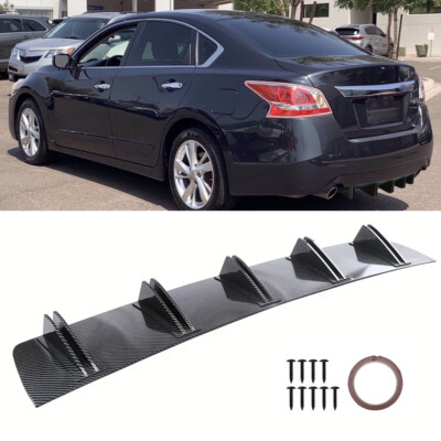 For Nissan Altima Carbon Black Rear Bumper Diffuser Spoiler Lip Fins ...