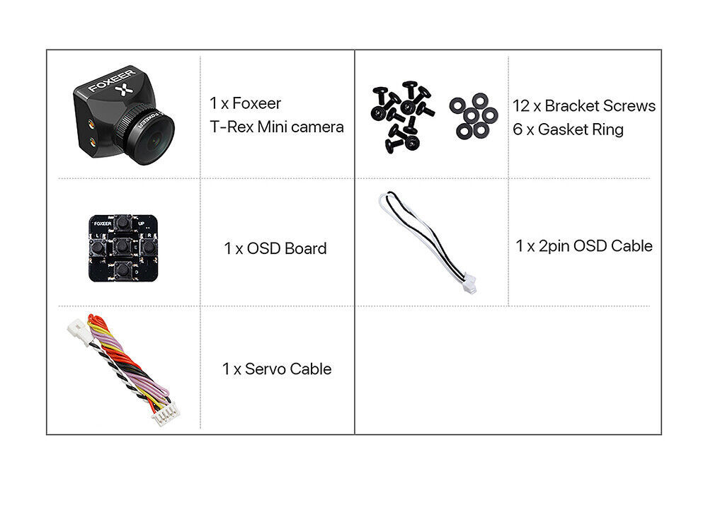 Foxeer T-Rex Mini 1500TVL PAL/NTSC Switchable Camera Support OSD for RC ...