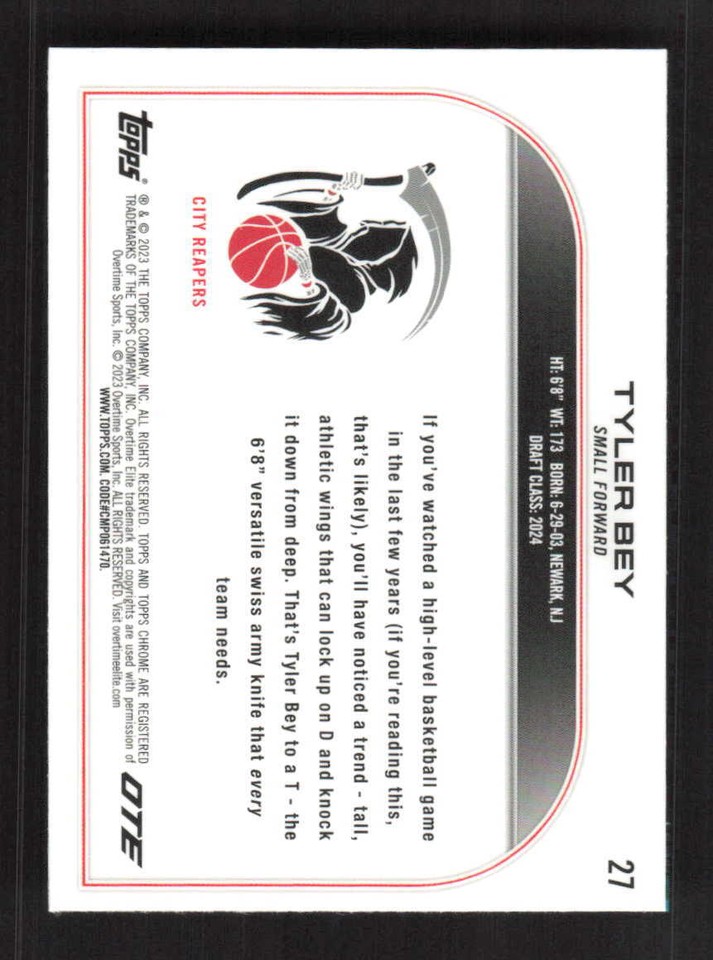 Tyler Bey RC 2022 Topps Chrome Sapphire Edition OTE #27 | eBay