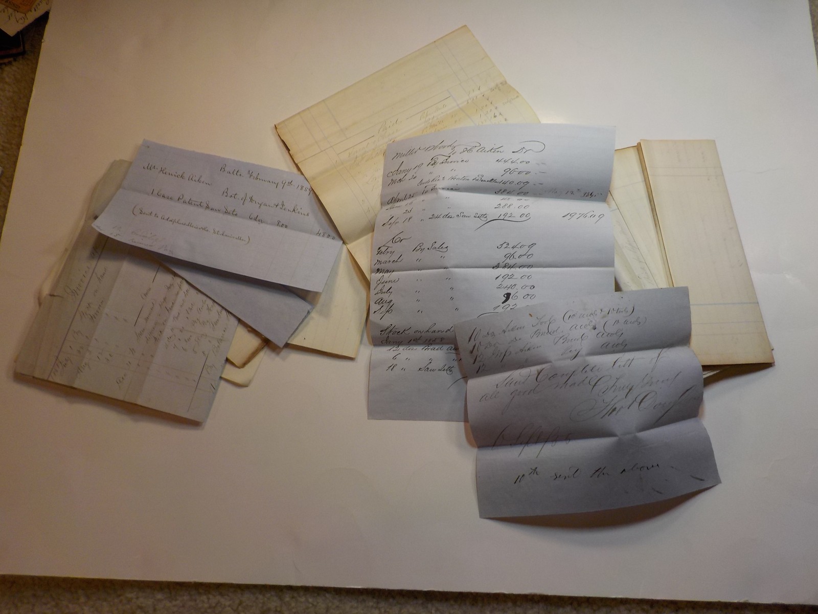 13 Antique Documents 1800s Aiken Family Archive Lot Papers Collection ...