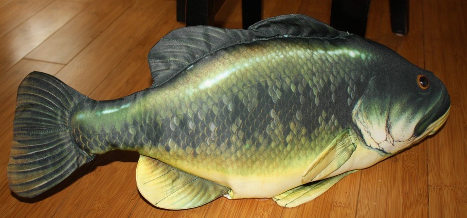Largemouth Bass Fish Pillow Stuffed Plush 24” Realistic Salamander ...