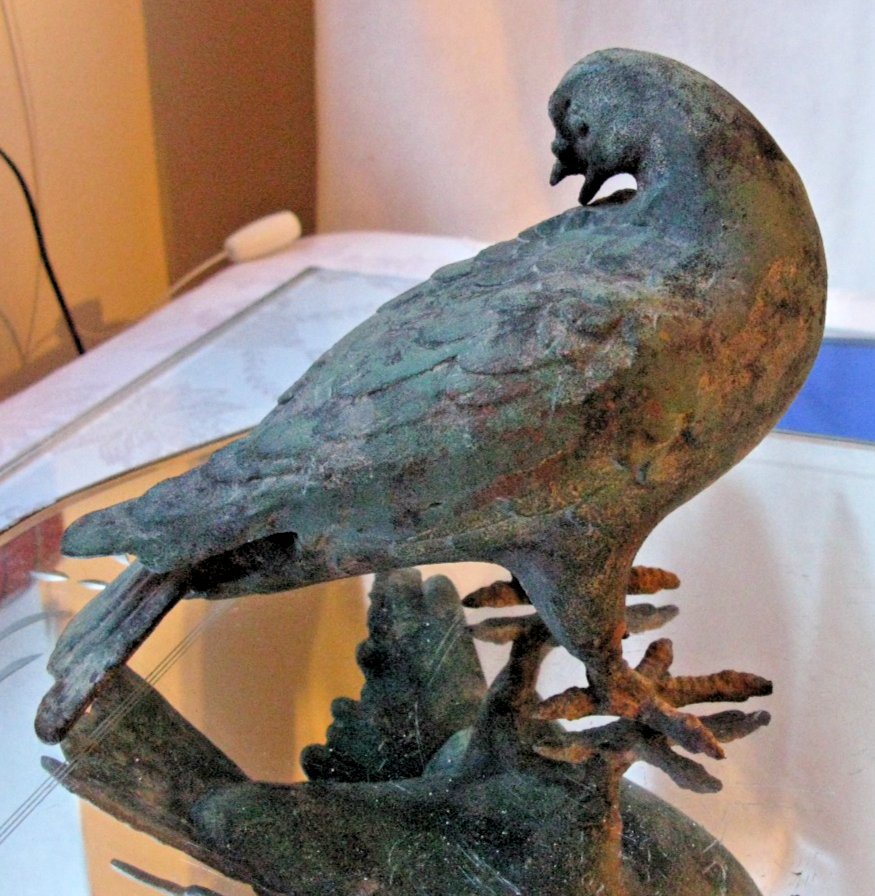 2 Antique/Vintage Cast Metal Birds. Larger is 8×6 Inches. Exact Age Is ...