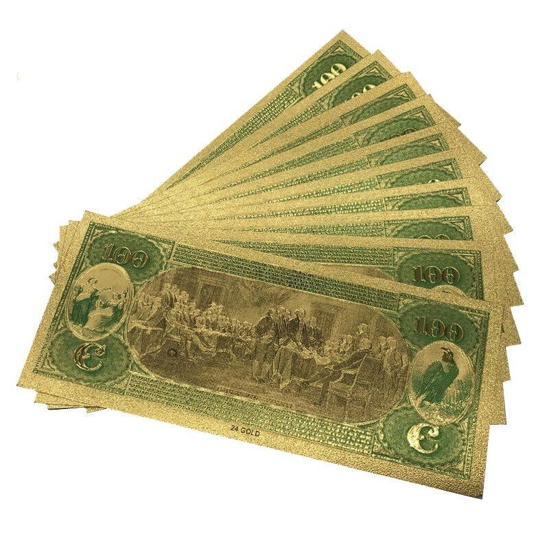GEM 24K GOLD 1875 $100 "C NOTE" Carolina Rep ***Contains 1/200 Oz 24Kt ...