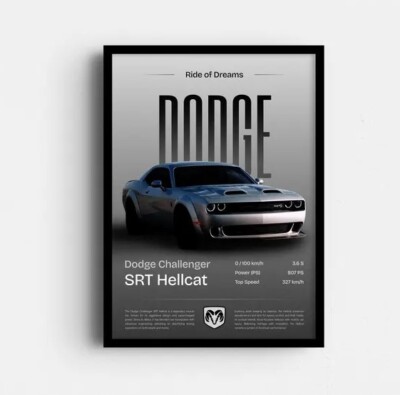 Dodge SRT Car Poster, Muscle Car Wall Art | eBay