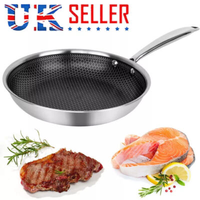 Stainless Steel Induction Geo Hex Frying Pan Non Stick Cooking Cookware ...
