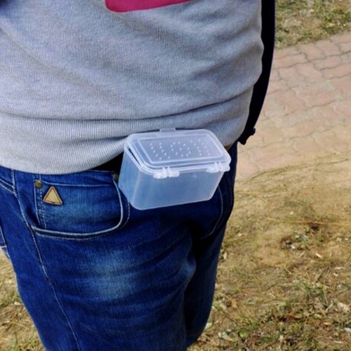 Live Bait Red Worm Boxes Waist Fishing lure Storage Case Earthworm Box ...