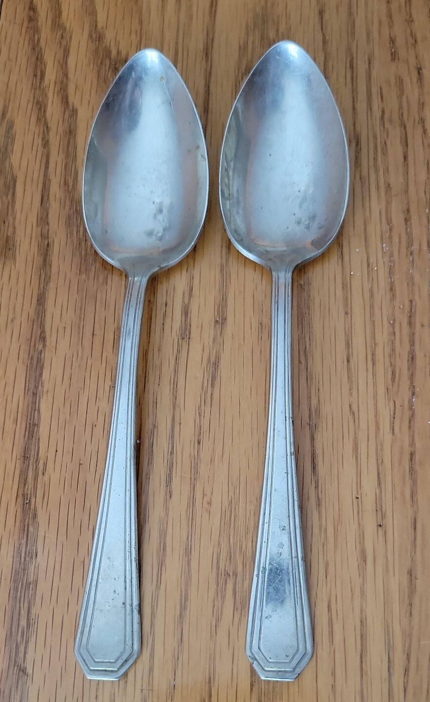 2 Vintage ROGERS SILVER/NICKEL Serving Spoons 7 1/4" Tablespoon Set ...