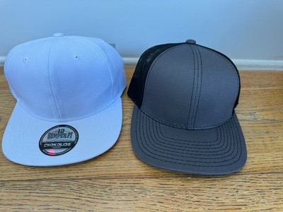 2 Mens Snapback Baseball Caps Plain Blank Snap Back Hat White Black ...