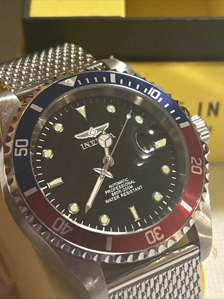 Invicta Men's 47mm GRAND Pro Diver AUTOMATIC BLACK DIAL Mesh Bracelet ...