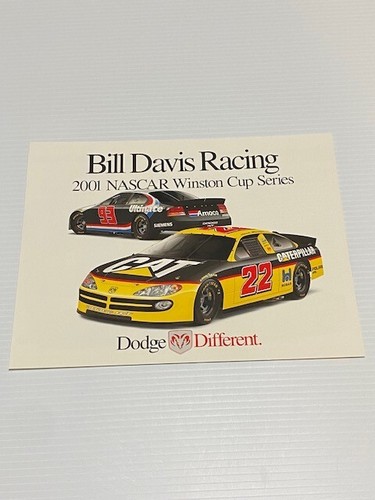 Vintage 2001 Bill Davis Racing Nascar Postcard / Handout | eBay